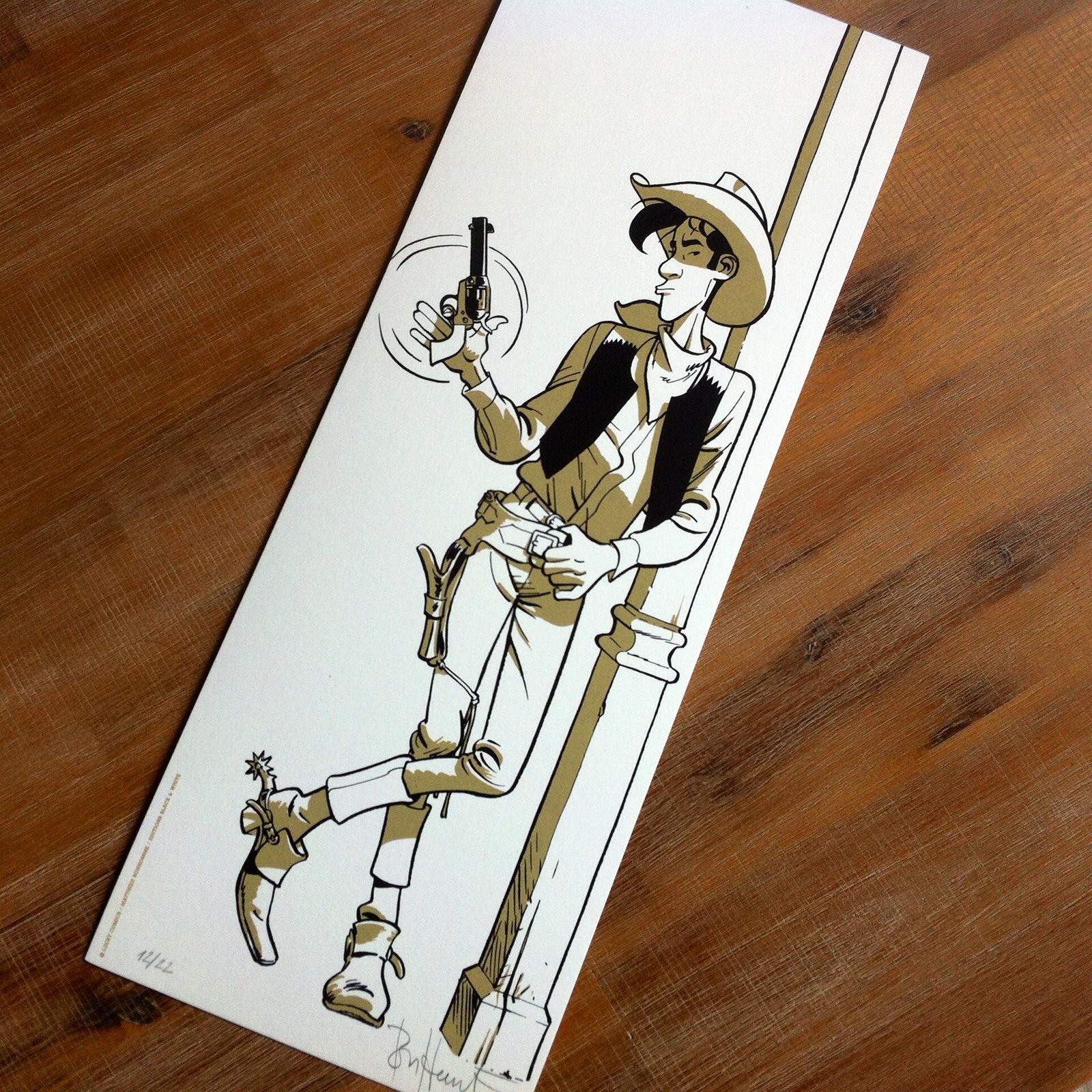 sérigraphie Lucky Luke de Matthieu Bonhomme - Editions Black and White